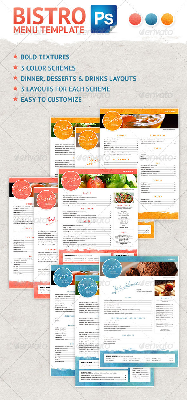 Ejemplos del diseño de Menus para Restaurantes