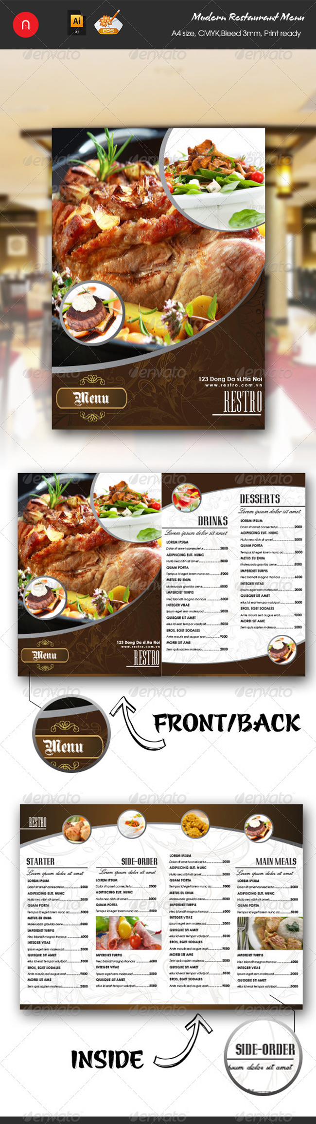 Ejemplos del diseño de Menus para Restaurantes