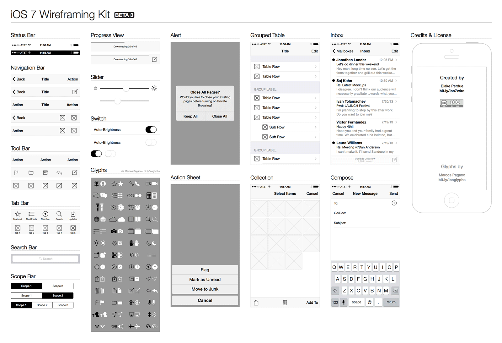 Kit wireframe para iOS7 gratis