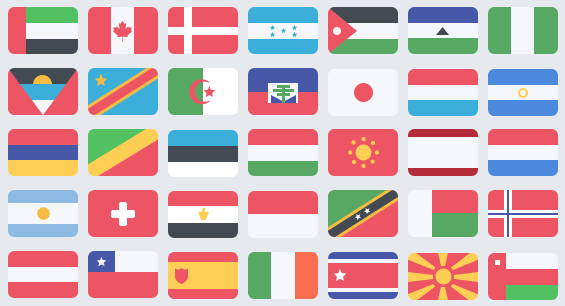 100 Iconos de banderas PSD gratis