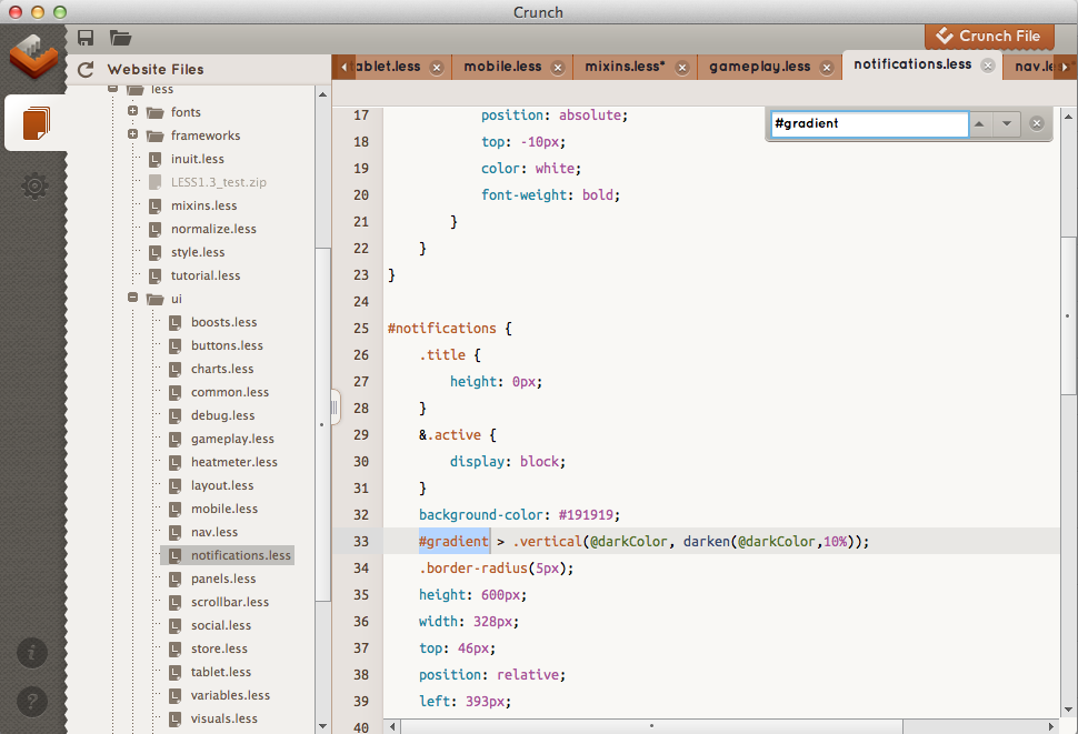 Crunch editor y compilador LESS para Windows y Mac - ... - Frogx Three