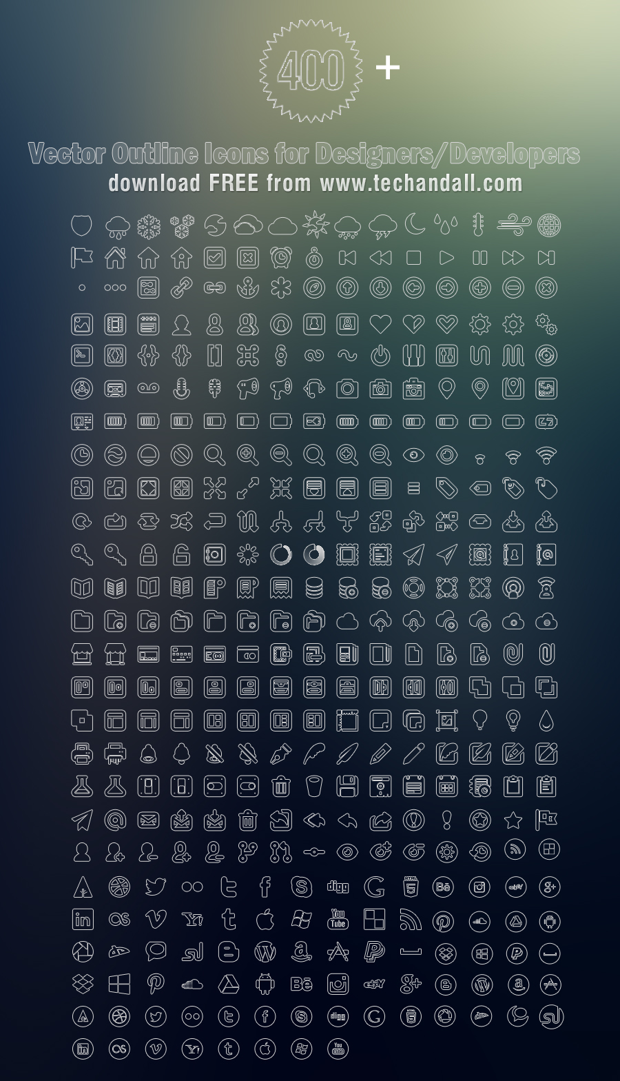 400 iconos vectoriales gratuitos para Photoshop