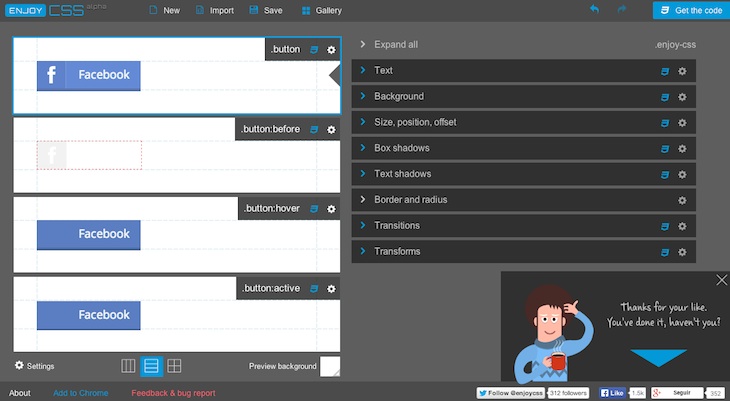 Editor CSS3 con interface gráfica para diseñadores, sin programación