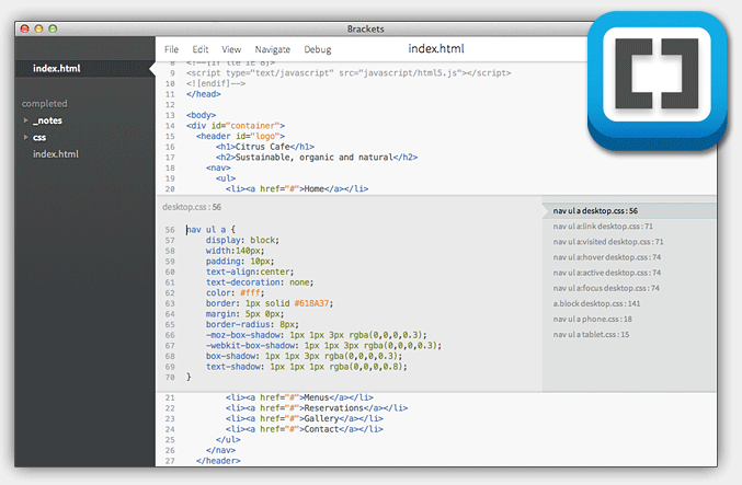 Brackets un IDE para diseñadores web gratuito de Adobe - Frogx Three