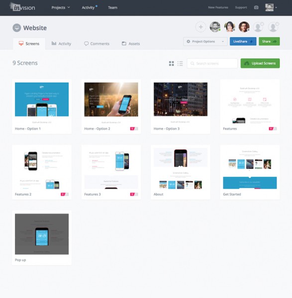 Invision una app para diseñar mockups y trabajar en ... - Frogx Three
