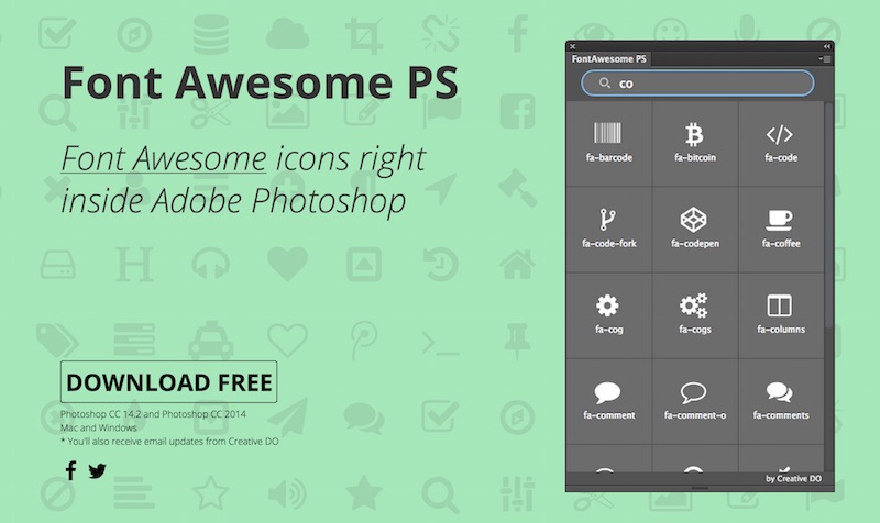 Plugin Photoshop para utilizar Iconos Font Awesome en tus diseños