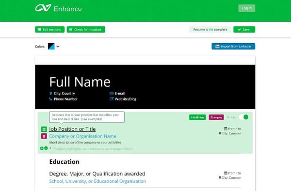 Enhancv para crear curriculums vitae en linea gratis - Frogx Three