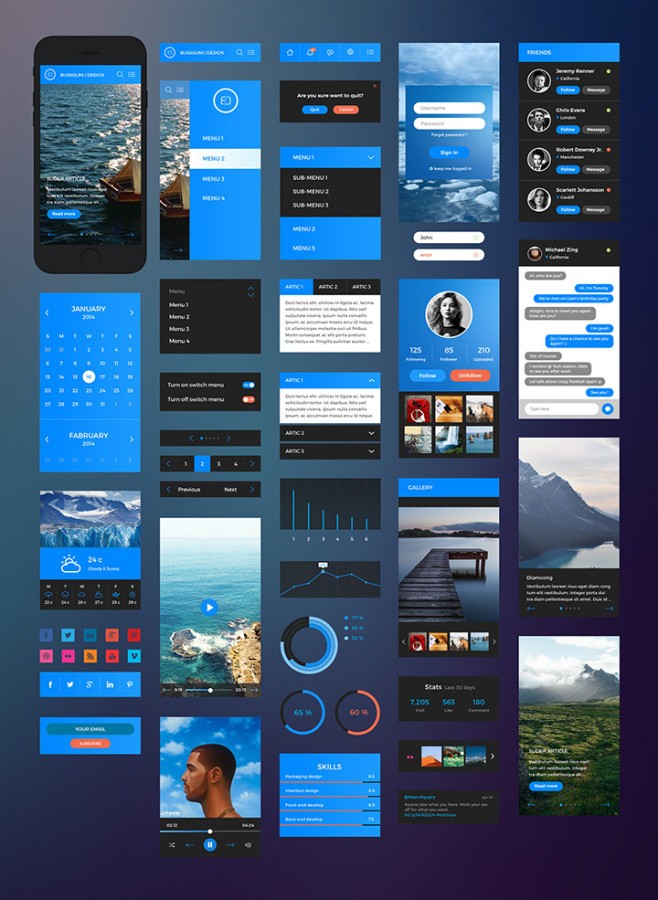 12 UI Kits gratuitos para Photoshop - Frogx Three